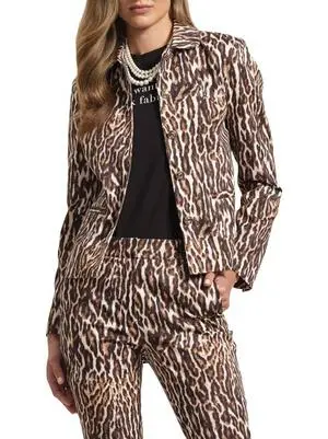 ISAAC MIZRAHI NEW YORK Printed Sateen Jacket - Leopard