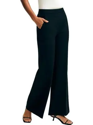 ISAAC MIZRAHI NEW YORK Wide Leg Ponte Pants - Black