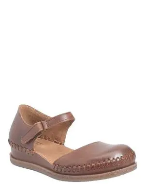 BØRN Ela Ankle Strap Flat - Brown Leather