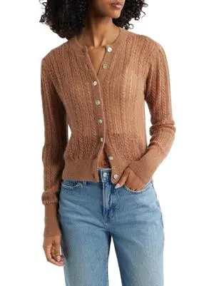Madewell Pointelle Stitch Alpaca Blend Cardigan - Coffee
