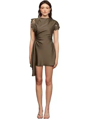AMUR Zina Ruched Mini Dress - Mosswood