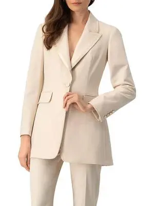 IVONNE Tailored Blazer With Satin Lapel - Natural