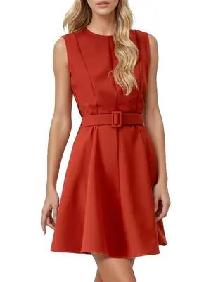 IVONNE A-line Belted Mini Dress - Chedron
