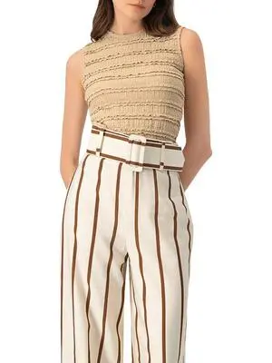 IVONNE Sleeveless Knitted Top - Lightbrown