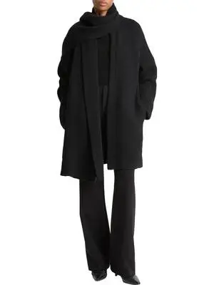 Vince Drape Longline Sweater Coat - Black