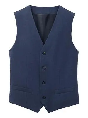 Mango Paris Super Slim Fit Suit Vest - Ink Blue