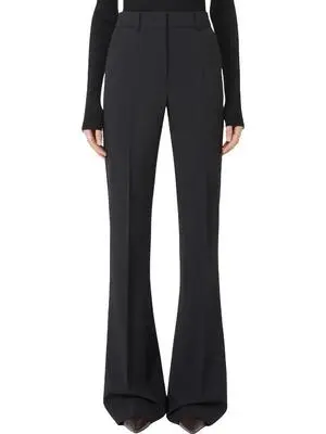 Sportmax Febe Stretch Wool Flare Leg Pants - Black