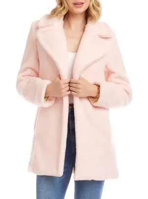 Karen Kane Faux Shearling Coat - Pink
