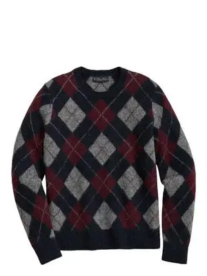 Brooks Brothers Argyle Wool Sweater - Navy Burgundy Grey Argyle