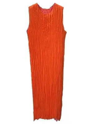 Baacal Jaya Pleated Midi Dress Orange/coral