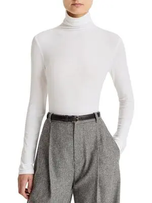 Vince Essentials Turtleneck Top Off White