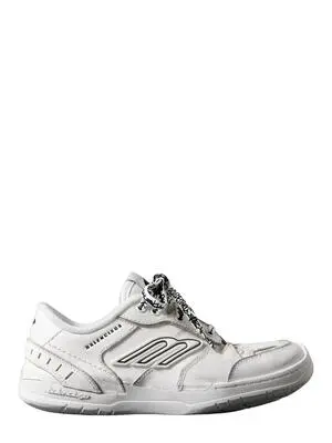 Balenciaga Hamptons Distressed Leather Sneakers - White