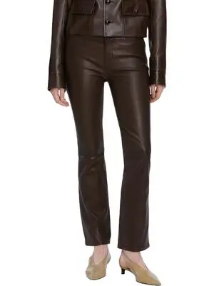 FRAME The Leather Reboot Crop Pants - Truffle