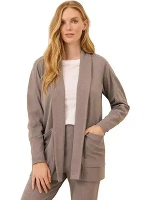 PACT Organic Cotton Airplane Wrap Cardigan Deep Taupe Heather