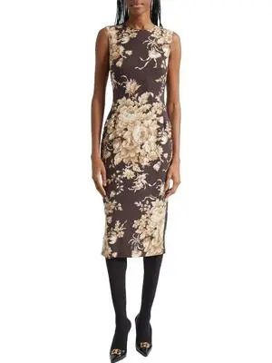 Dolce & Gabbana Rose Print Silk Stretch Charmeuse Sheath Dress - Hm4ox Rose Cretonne F.moro