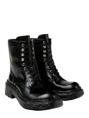 Camper Vamonos Leather Combat Boot - Black