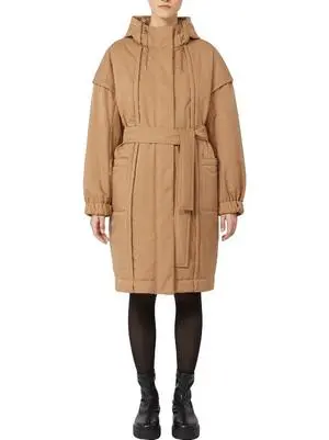 MM BY MAX MARA Fez Hooded Belted Coat - Camel