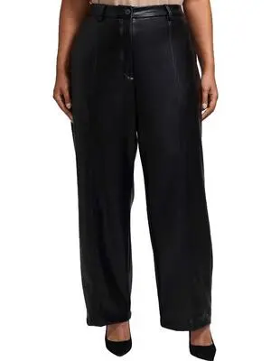 Foxcroft Ciara Wide Leg Faux Leather Pants - Black
