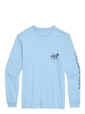 Vineyard Vines Autumn Truck Graphic Long Sleeve T-shirt - Jake Blue