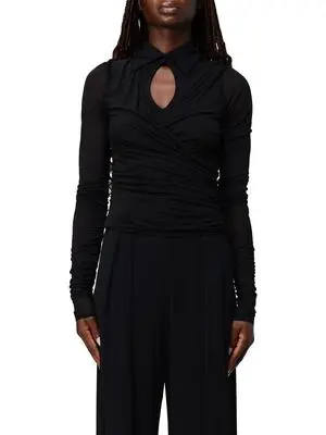 Max Mara Long Sleeve Draped Top - Black