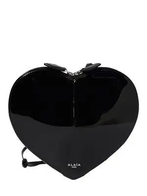 Alaïa Alaïa Le Cœur Heart-Shaped Patent Leather Crossbody Bag Black