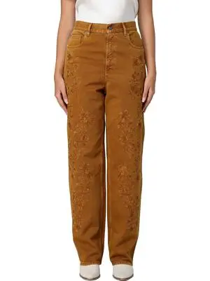 GOLDEN GOOSE Floral Embroidered Jeans - Bronze