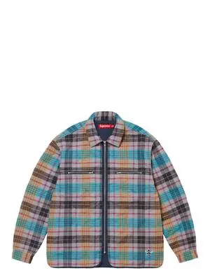 Supreme Quilted Flannel Zip Up Shirt Multicolor