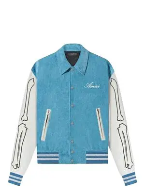 Amiri Corduroy Bones Varsity Jacket - Blue