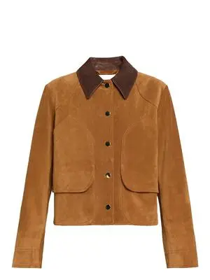 Veronica Beard Walters Cropped Suede Jacket - Whisky