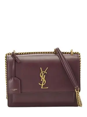 Saint Laurent Calfskin Sunset Bag - Burgundy