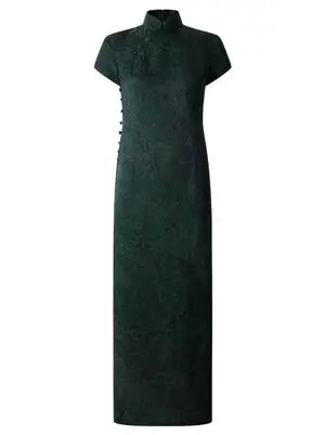 Shanghai Tang Jacquard-pattern Maxi Dress - Green