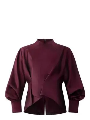 Shanghai Tang Balloon-sleeve Mock Neck Top - Purple