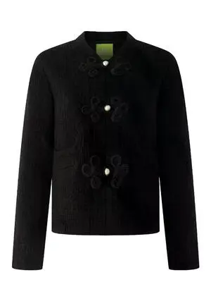 Shanghai Tang Embroidered Frog-button Cardigan - Black
