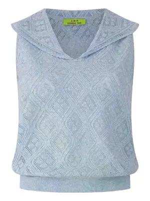 Shanghai Tang Collared Sleeveless Top - Blue