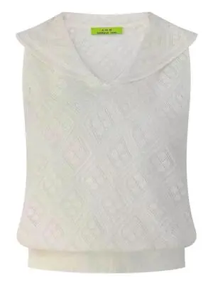 Shanghai Tang Ribbed Collared Top - White