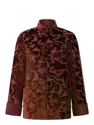 Shanghai Tang Jacquard Pattern Jacket - Brown