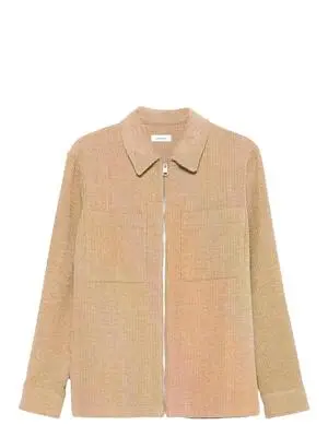Sandro Ribbed Zip-front Shirt Jacket - Neutrals