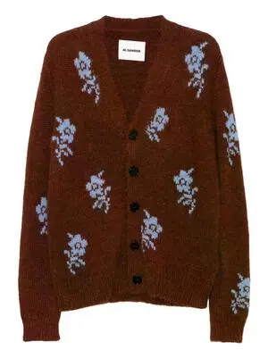JIL SANDER Floral-print Cardigan - Brown
