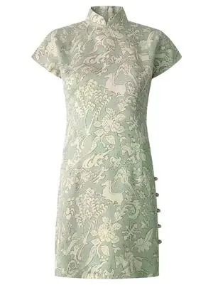 Shanghai Tang Floral-print Mini Dress - Green