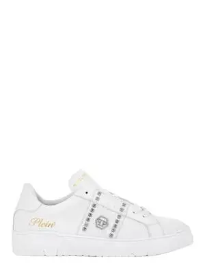 Philipp Plein Stud-embellished Leather Sneakers - White