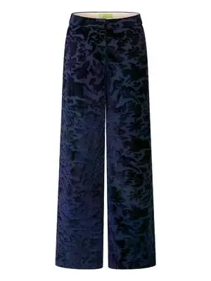 Shanghai Tang Jacquard Velvet Trousers - Navy