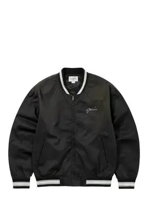THISISNEVERTHAT Embroidered Ribbed-trim Bomber Jacket - Black