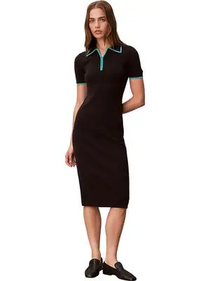 Calvin Klein Colorblock Trim Midi Dress - Black Combo