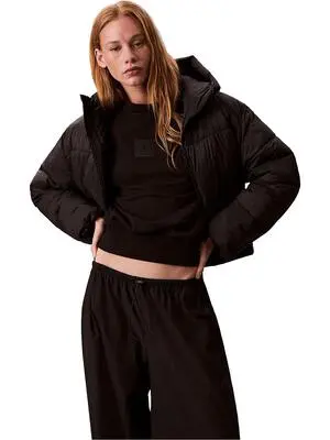 Calvin Klein Short Hooded Puffer Jacket - Black