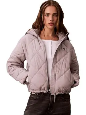Calvin Klein Short Hooded Puffer Jacket - Flat Gray