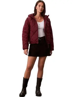Calvin Klein Short Hooded Puffer Jacket - Windsor Wine