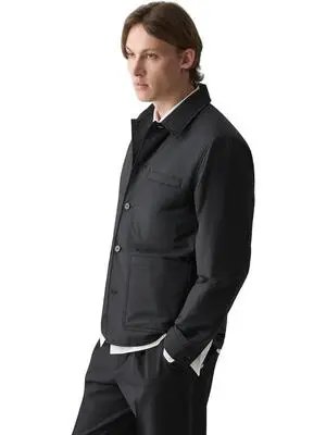 Theory Motion Nylon Button-Up Jacket Black