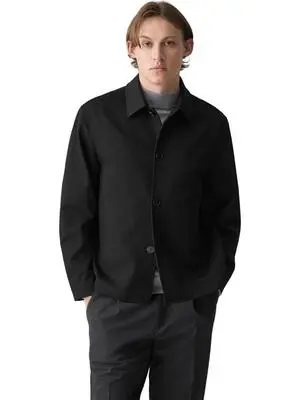 Theory Chore Coat In Knit Twill - Black