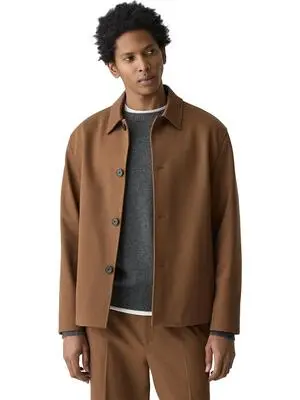 Theory Chore Coat In Knit Twill - Cafe