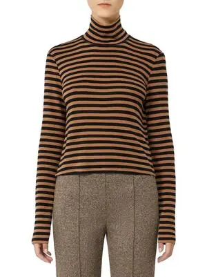 MM BY MAX MARA Blasy Stripe Mock Neck Shirt - Camel